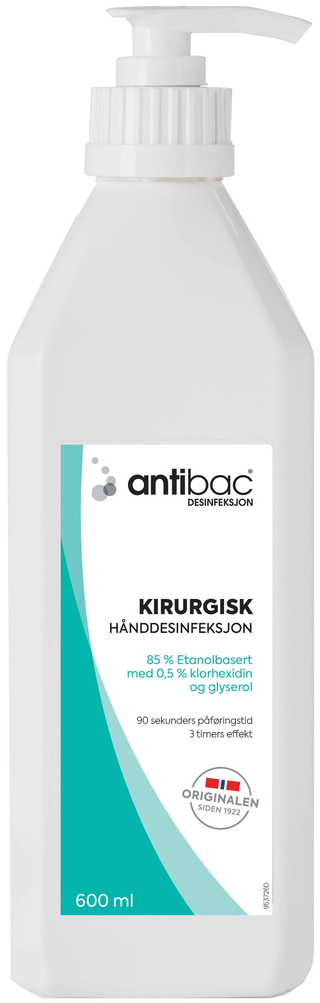 Hånddesinfeksjon kirurgisk 85% med klorhexidin 600ml | Norengros