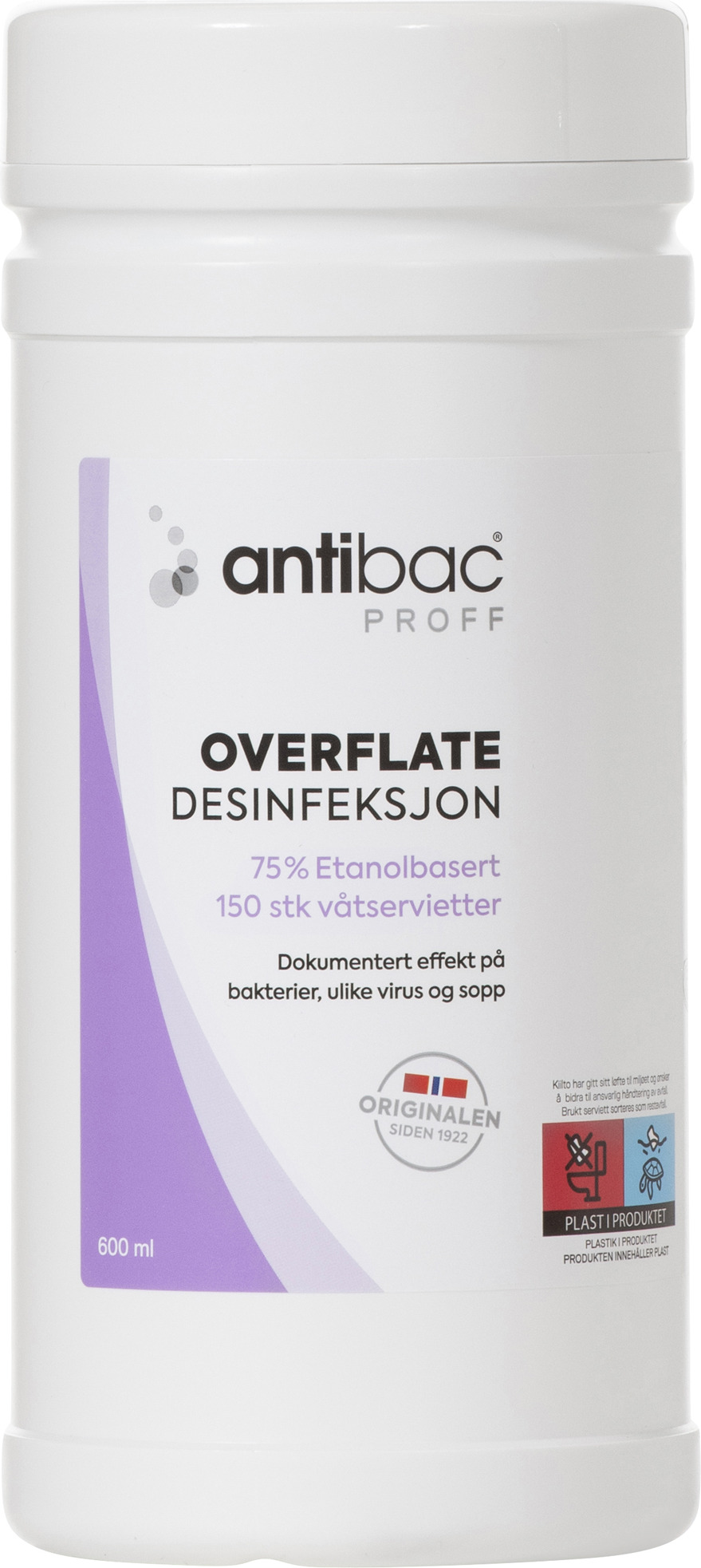 Overflatedesinfeksjon 75% våtservietter 150 stk | Norengros